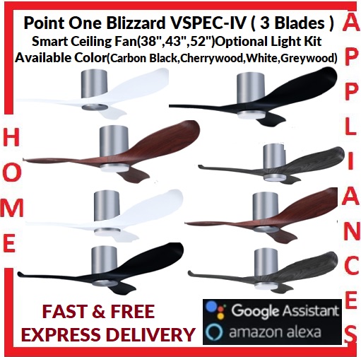POINT ONE Blizzard ( 38″ , 43″ , 52″ ) VSPEC-IV Smart Ceiling Fan With ...