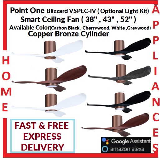 POINT ONE Blizzard ( 38″ , 43″ , 52″ ) VSPEC-IV Smart Ceiling Fan With ...